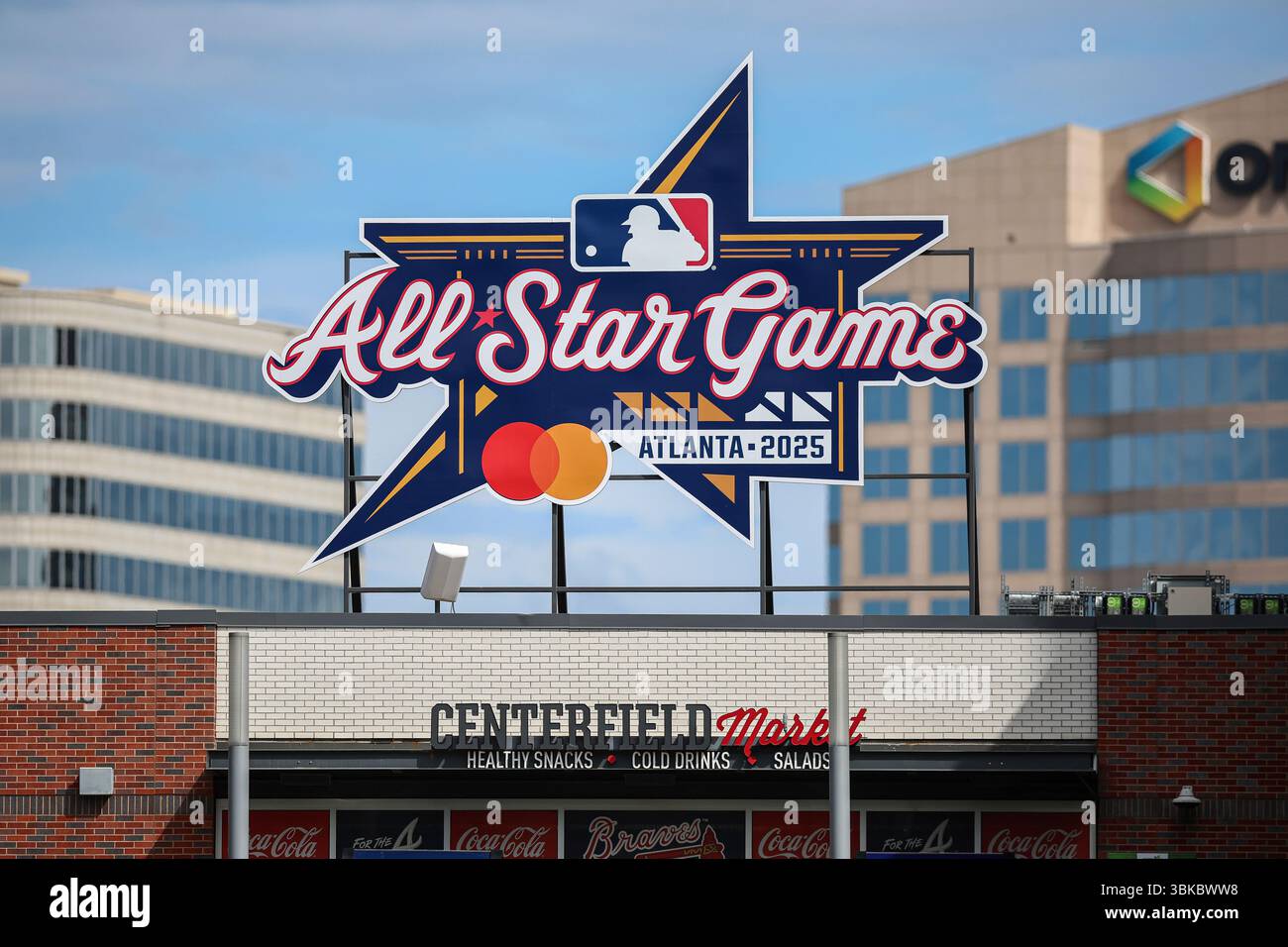 The 2025 MLB All Star logo is displayed in left centerfield at Truist ...