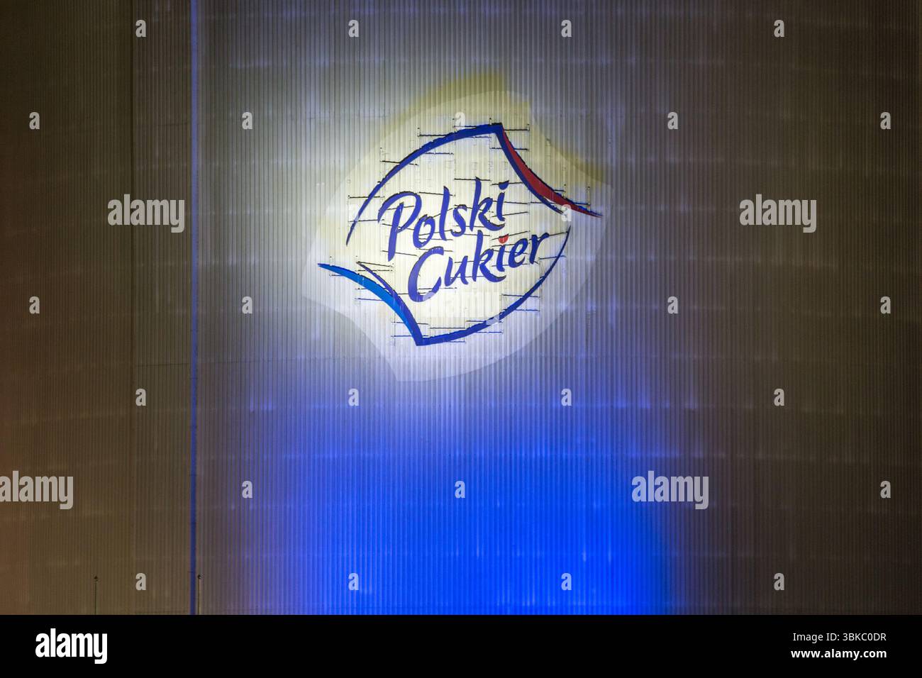 Polski Cukier (Polish Sugar) logo is seen on the silo of the Kluczewo Sugar Factory. In the 2024 ...