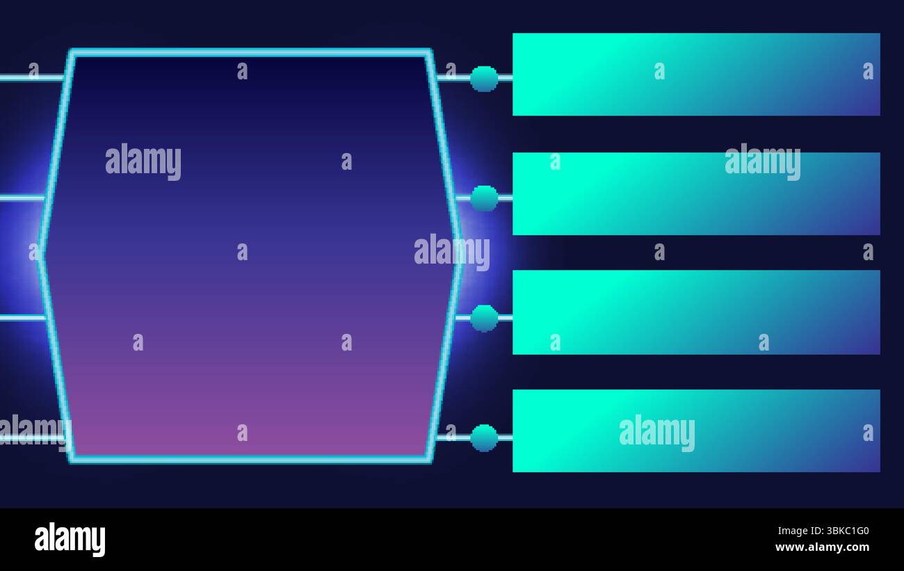 Vector illustration of a neon-themed game show interface with gradient ...