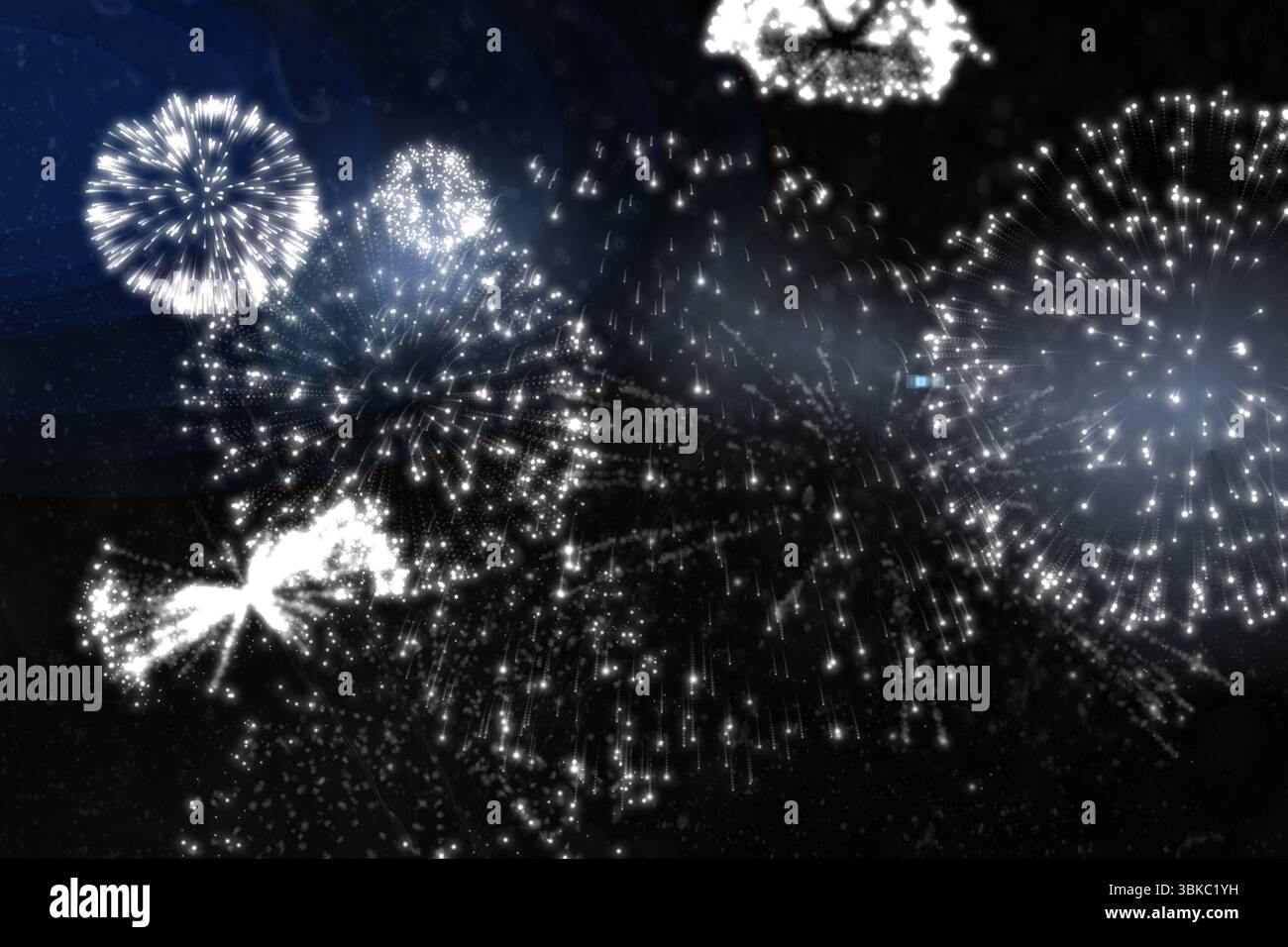 White fireworks exploding on black background Stock Photo - Alamy