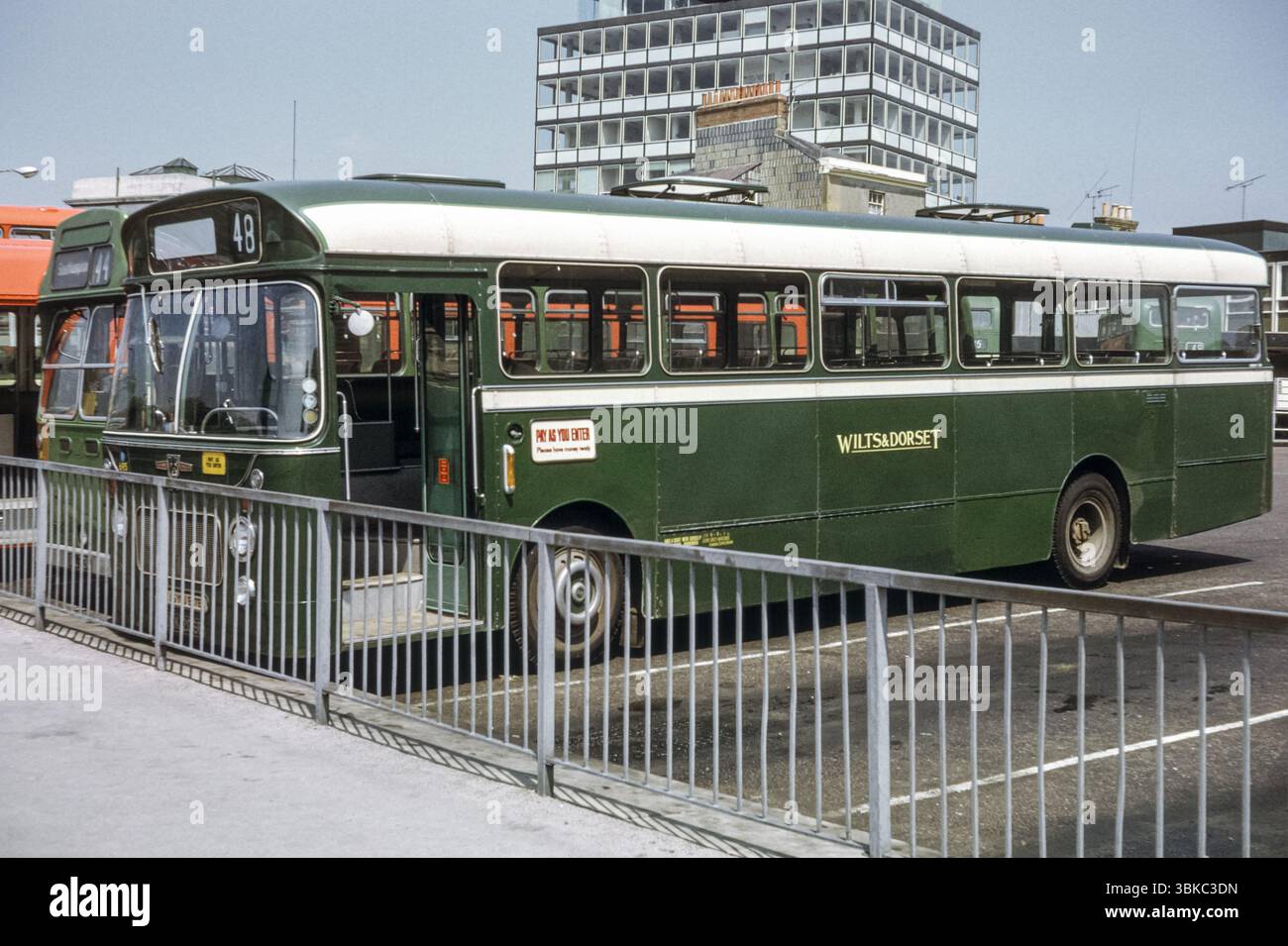 Southampton UK - 1973: Vintage image of a Leyland LD PSUR1 bus parked ...