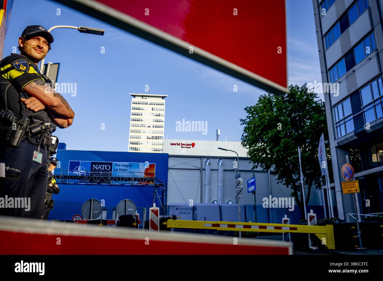 THE HAGUE - High fences surround the World Forum for the upcoming NATO ...