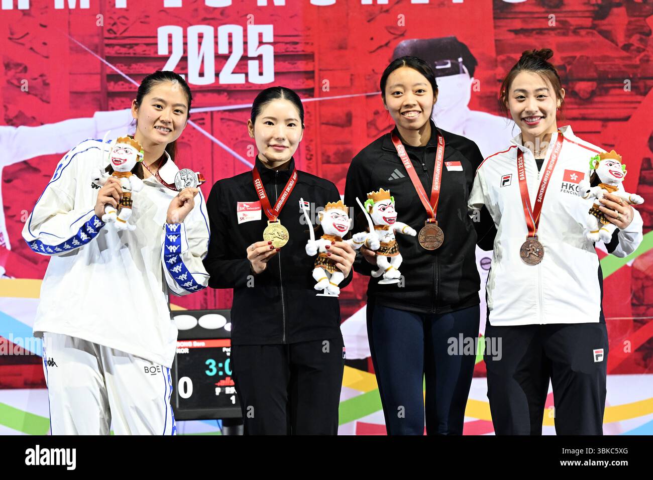 First place South Koreas Song Se-ra (2nd L) poses with second place ...