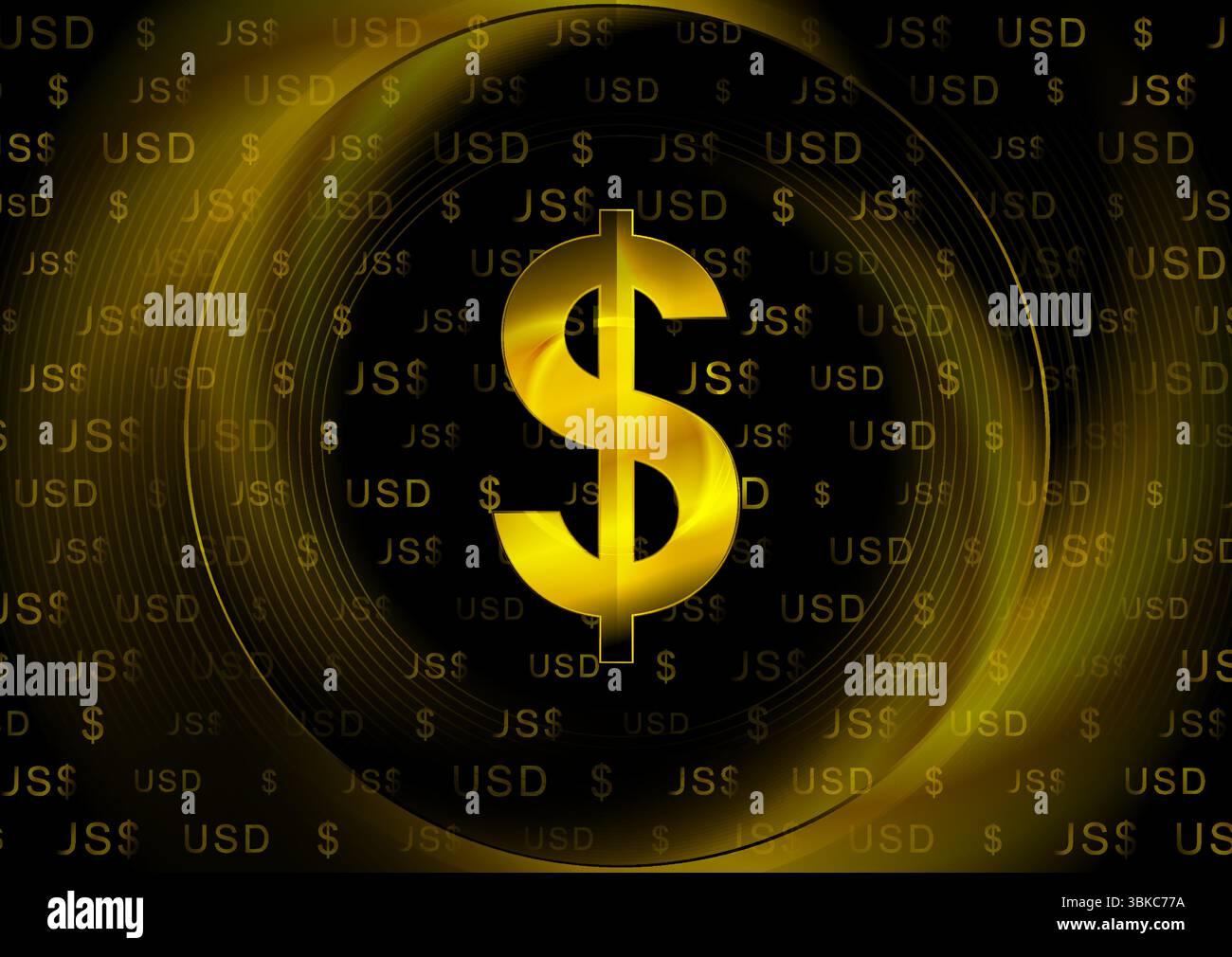 Golden American dollar USD currency symbol logo abstract financial ...