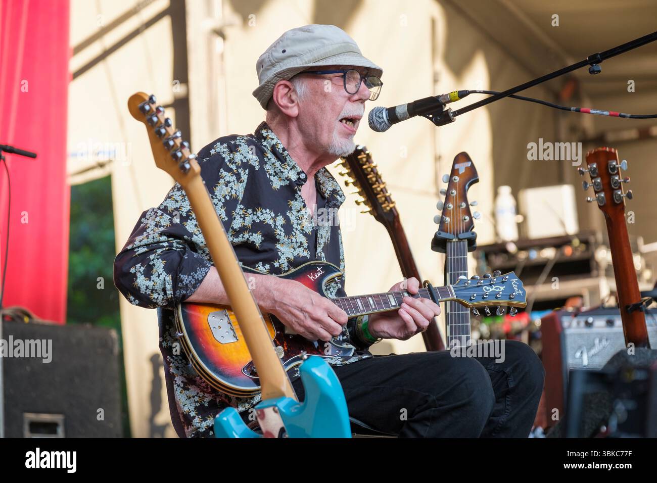 Rod Clements of Lindisfarne performing at Weyfest festival, Tilford ...