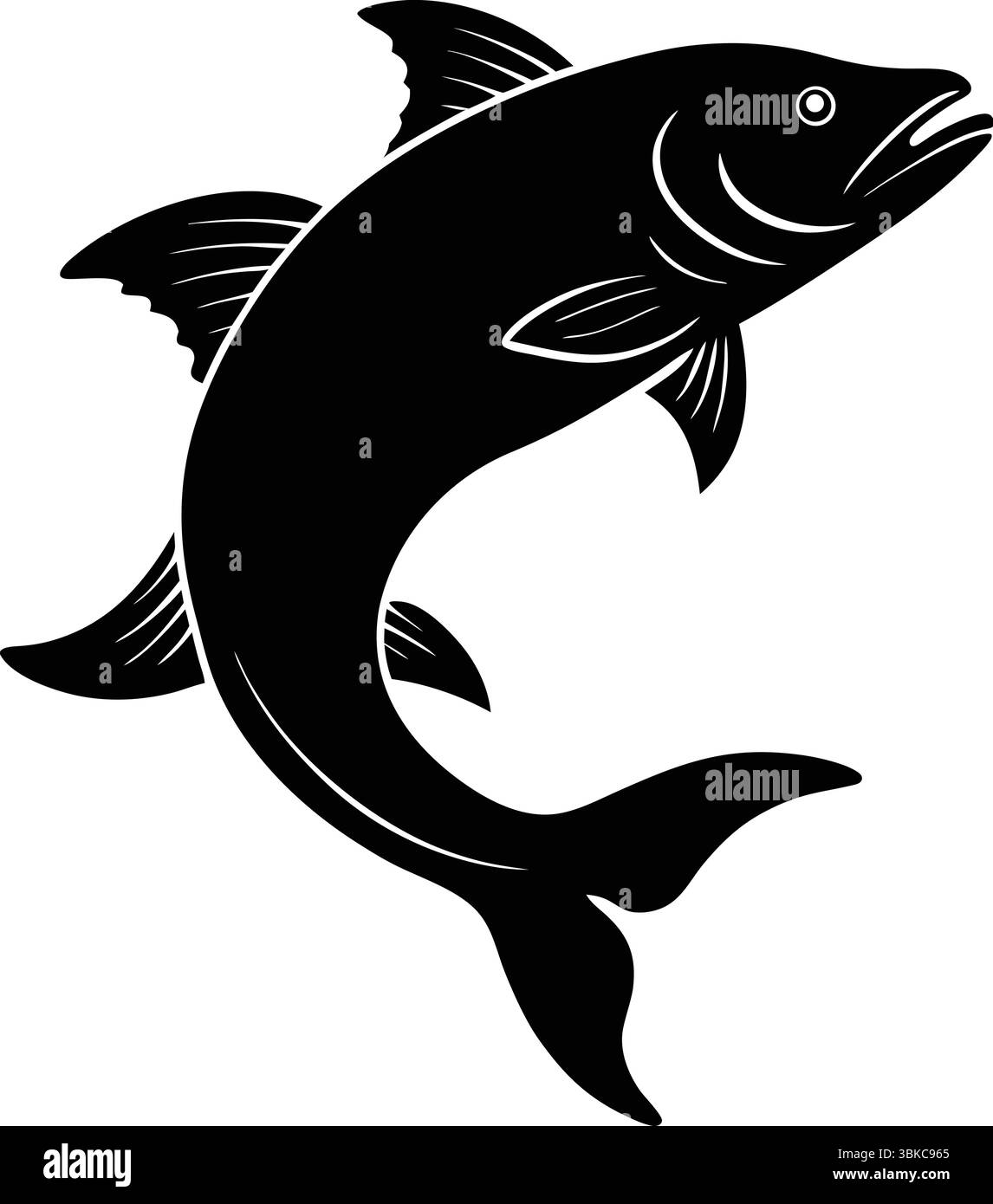 Black Silhouette of a Fish, jumping fish silhouette Stock Vector Image ...