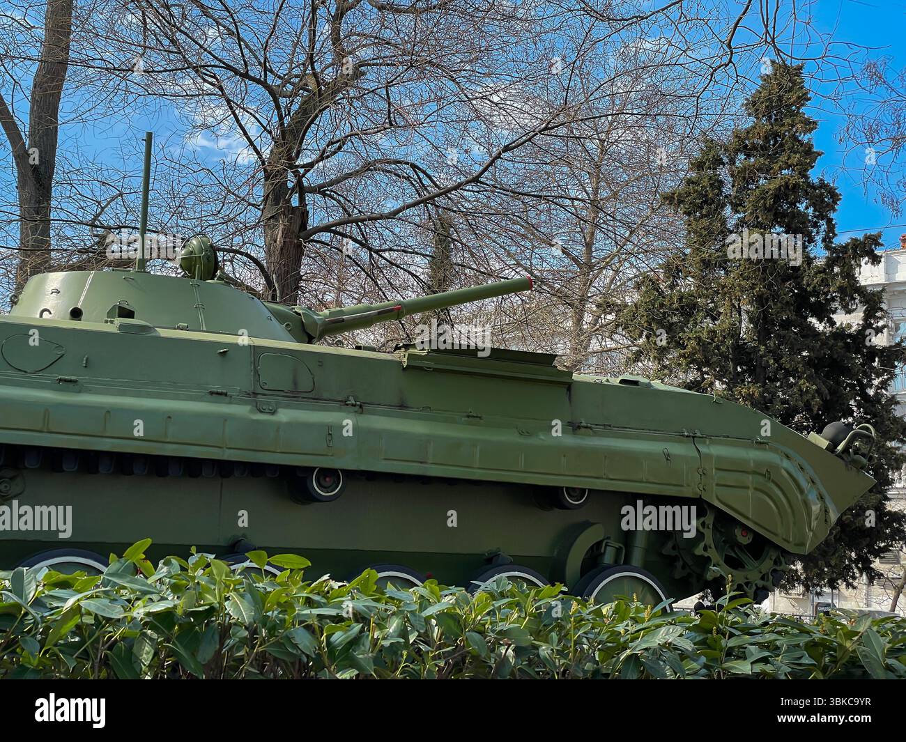 Russian Armored Vehicle with Cannon Tank Stock Photo - Alamy