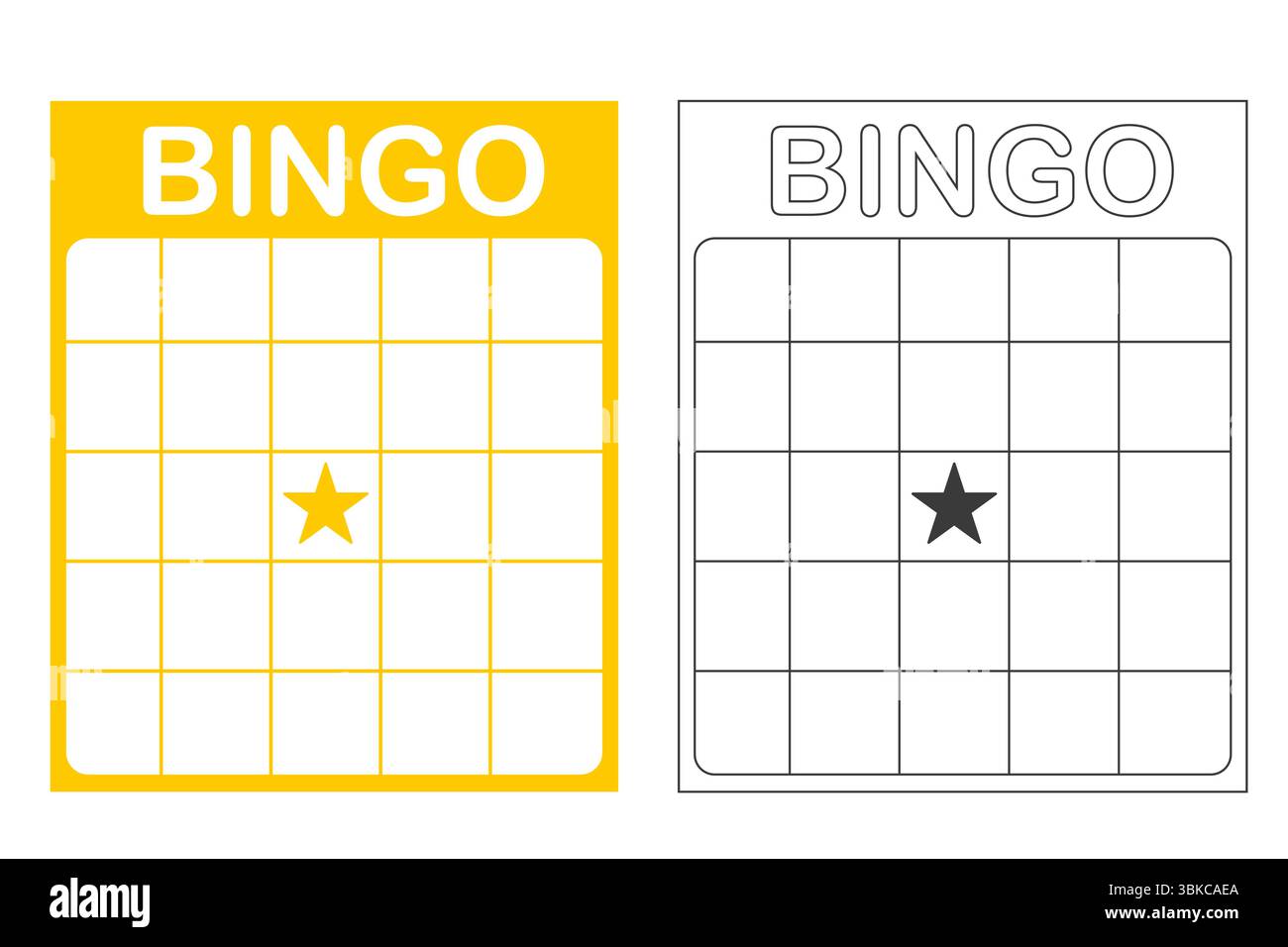 Bingo card template blank with star, luck lotto board game. Bingo ...