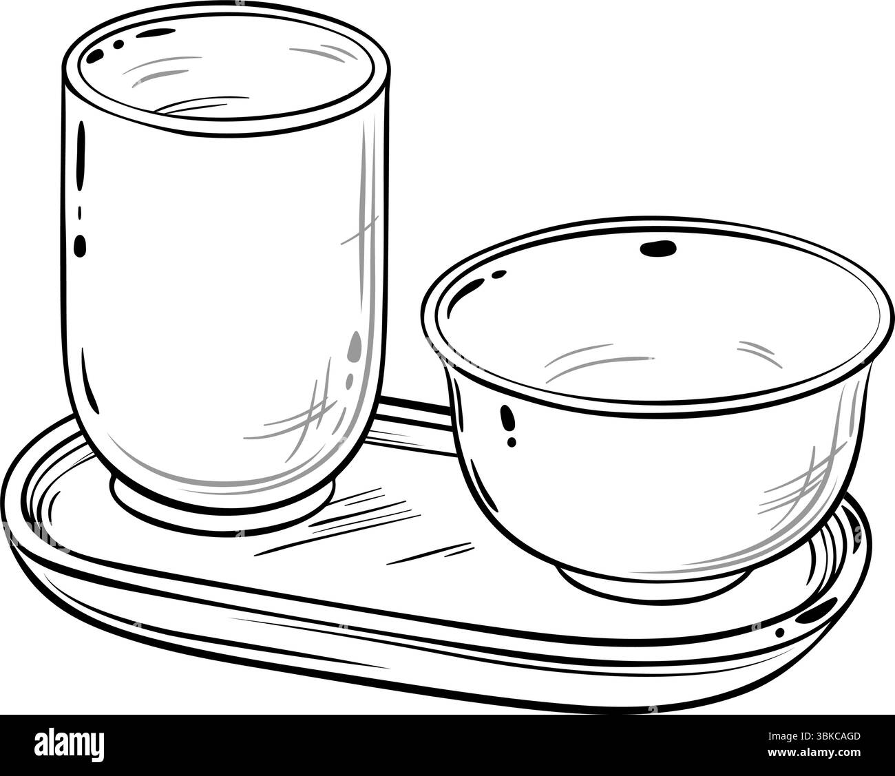 Tea time illustration hand Black and White Stock Photos & Images - Alamy