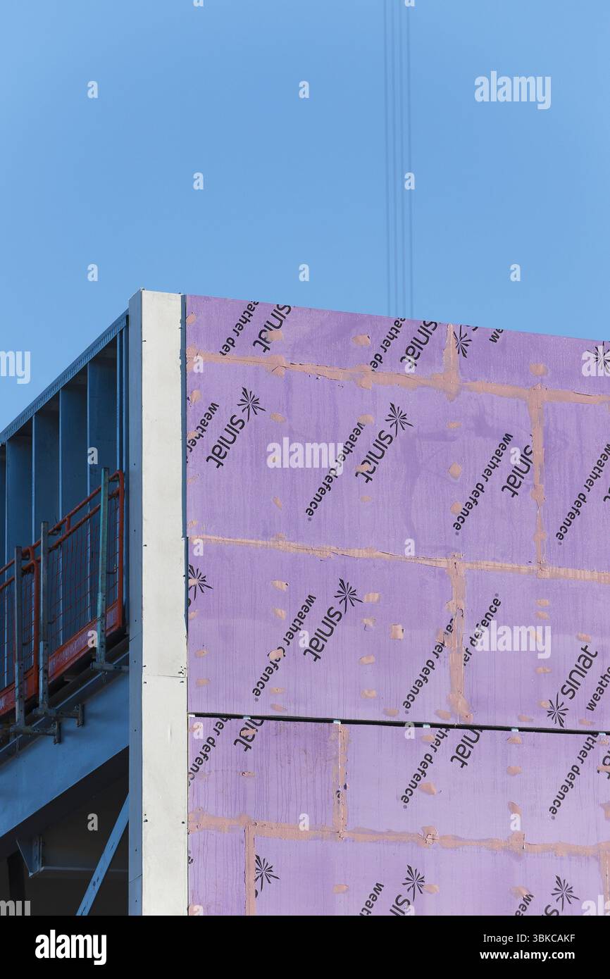 Steel skeleton frame with secondary steelwork, cross brace and weather ...