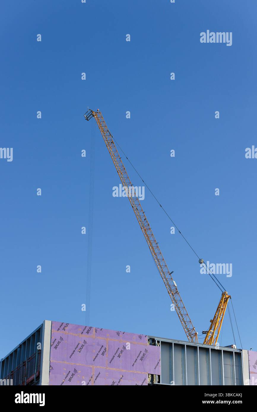 Radcliffe civic hub building under construction with luffing jib tower ...
