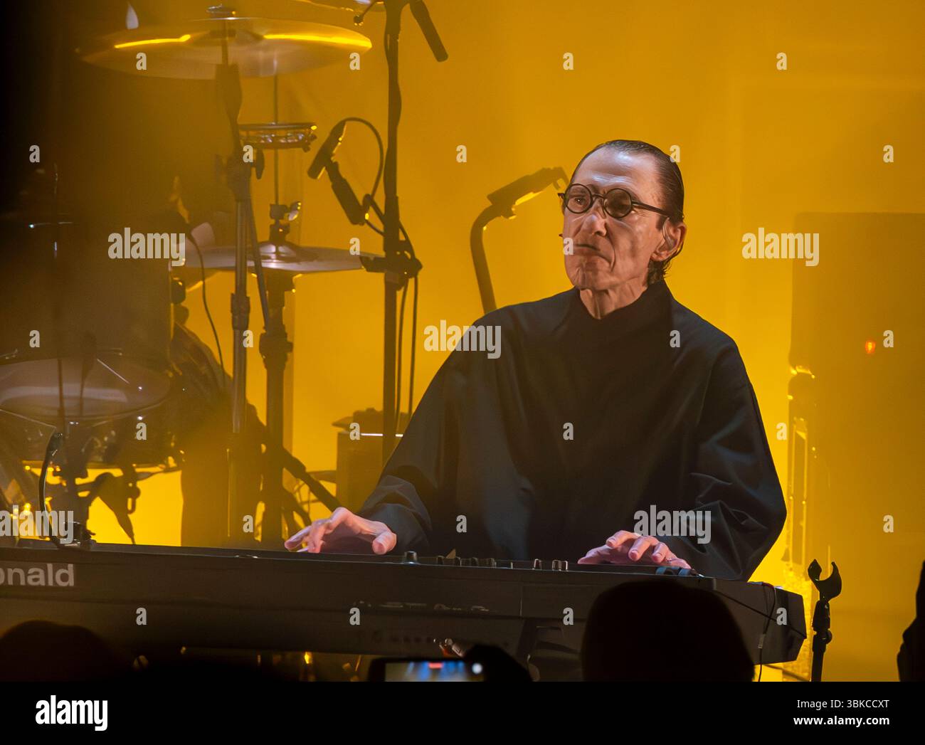 London, UK. 19th June, 2025. Ron Mael, keyboardist of American pop and rock duo Sparks, playing ...