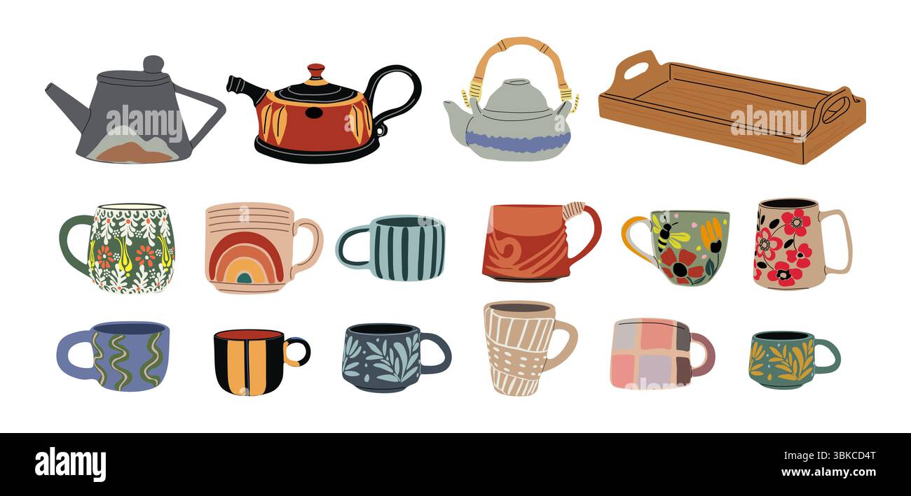 Retro teapot cups Stock Vector Images - Alamy