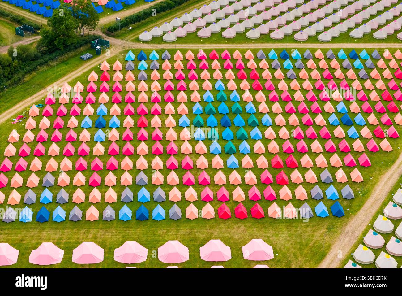 Worthy Farm, Pilton, Somerset, UK. 20th June 2025. Aerial view of the ...
