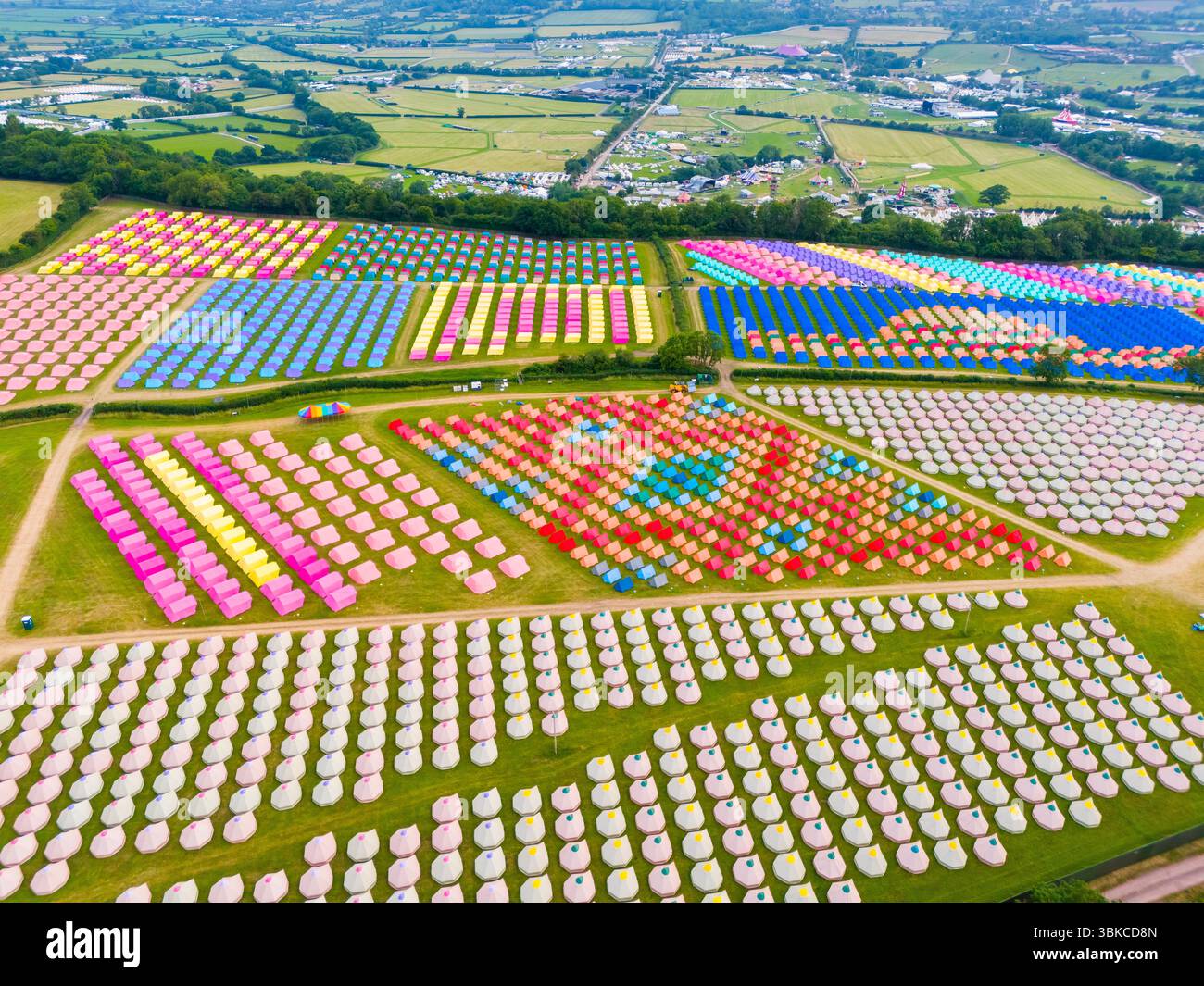 Worthy Farm, Pilton, Somerset, UK. 20th June 2025. Aerial view of the ...