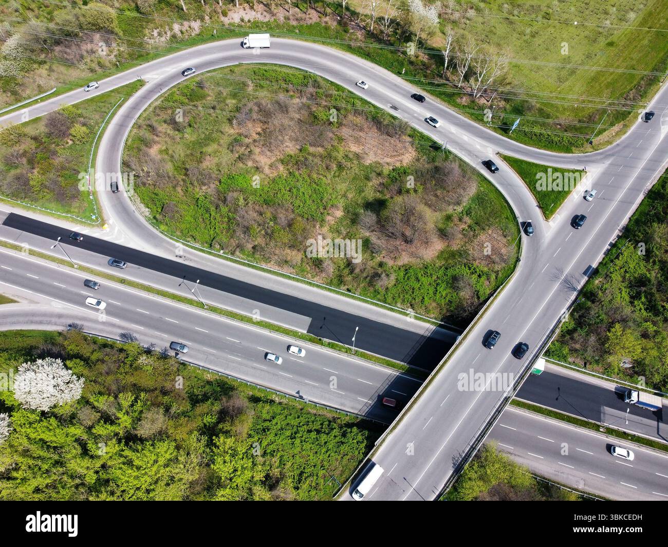 aerial view of a road junction Stock Photo - Alamy