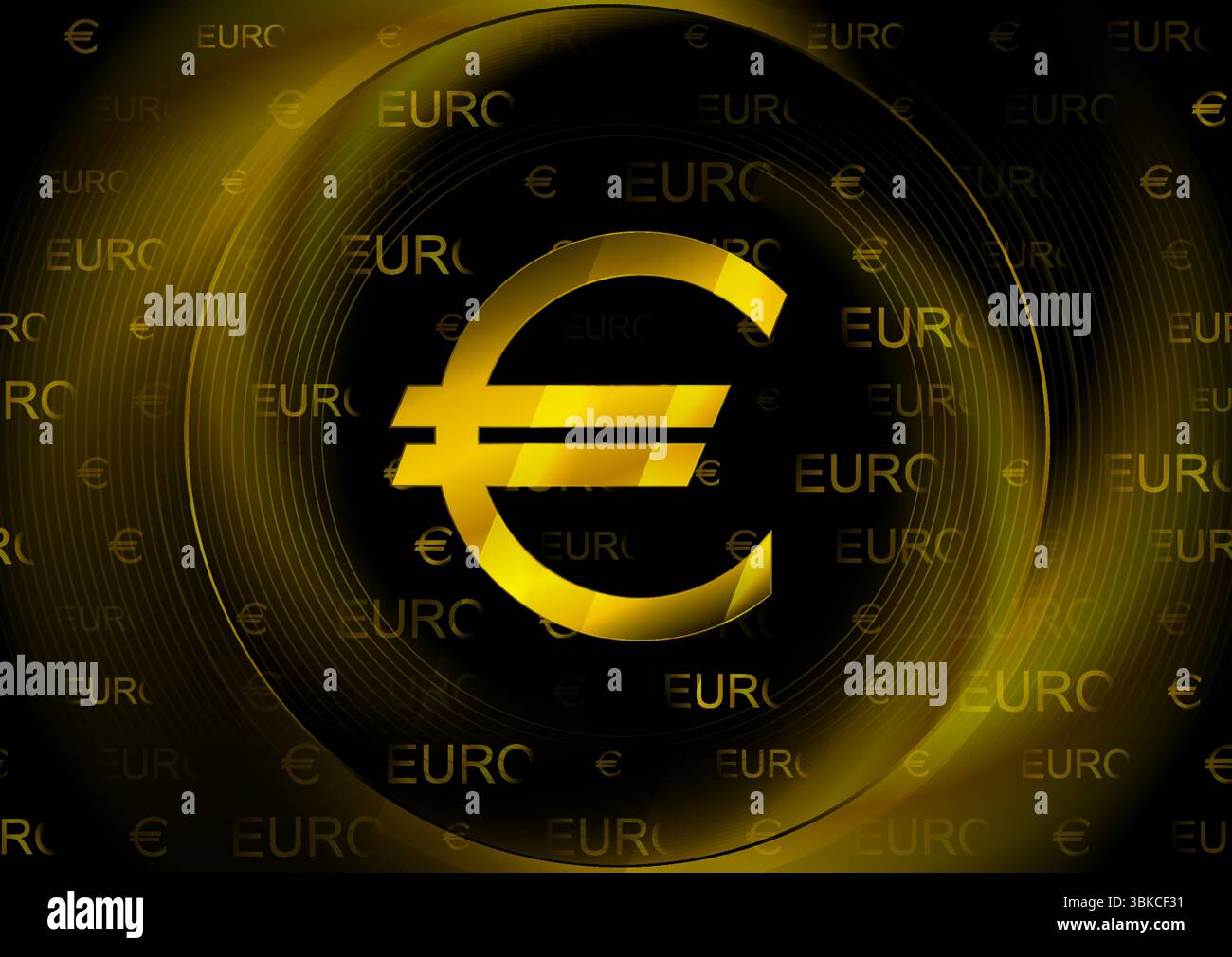 Golden European euro EUR currency symbol logo abstract financial design ...