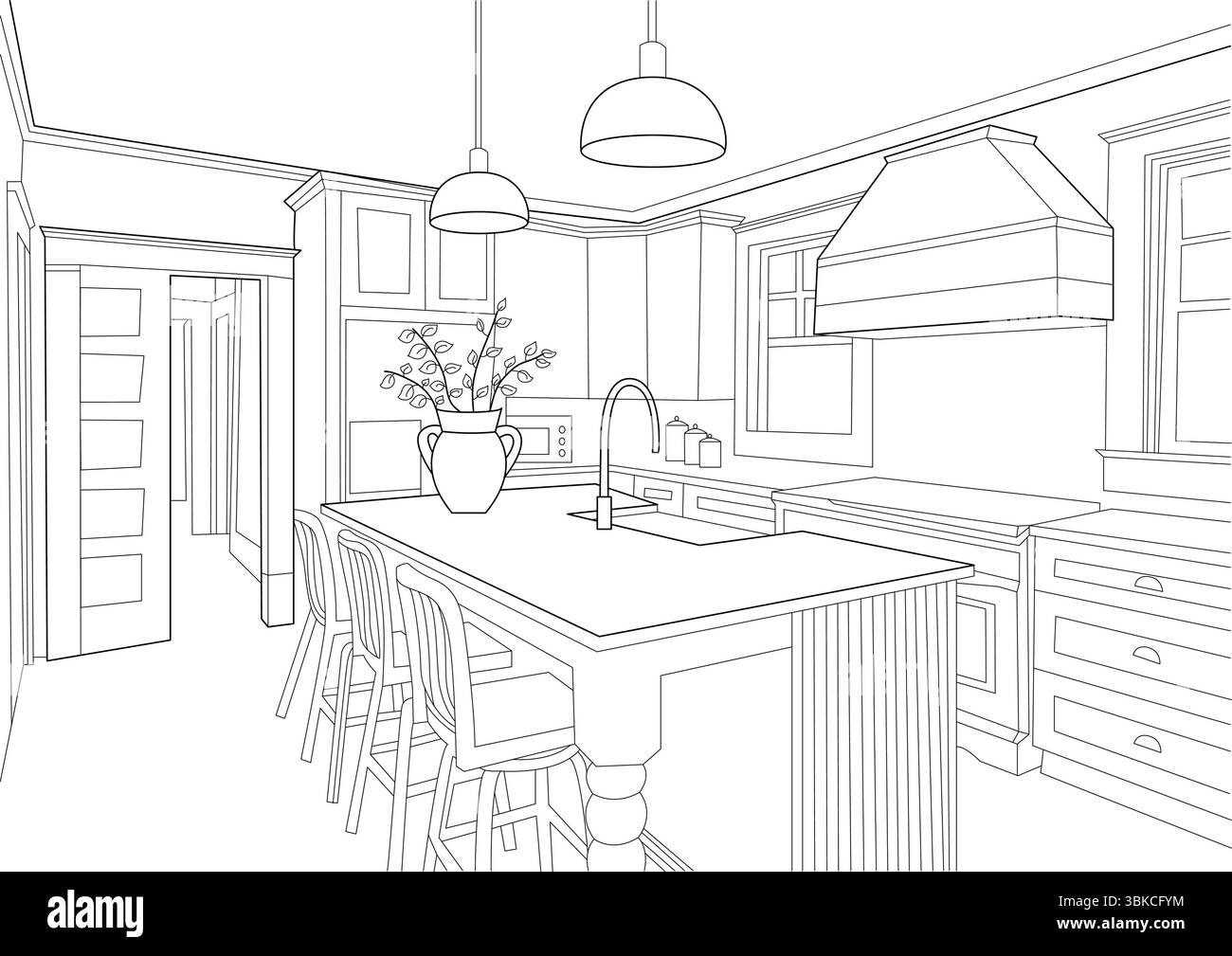 Empty black kitchen sink Stock Vector Images - Alamy