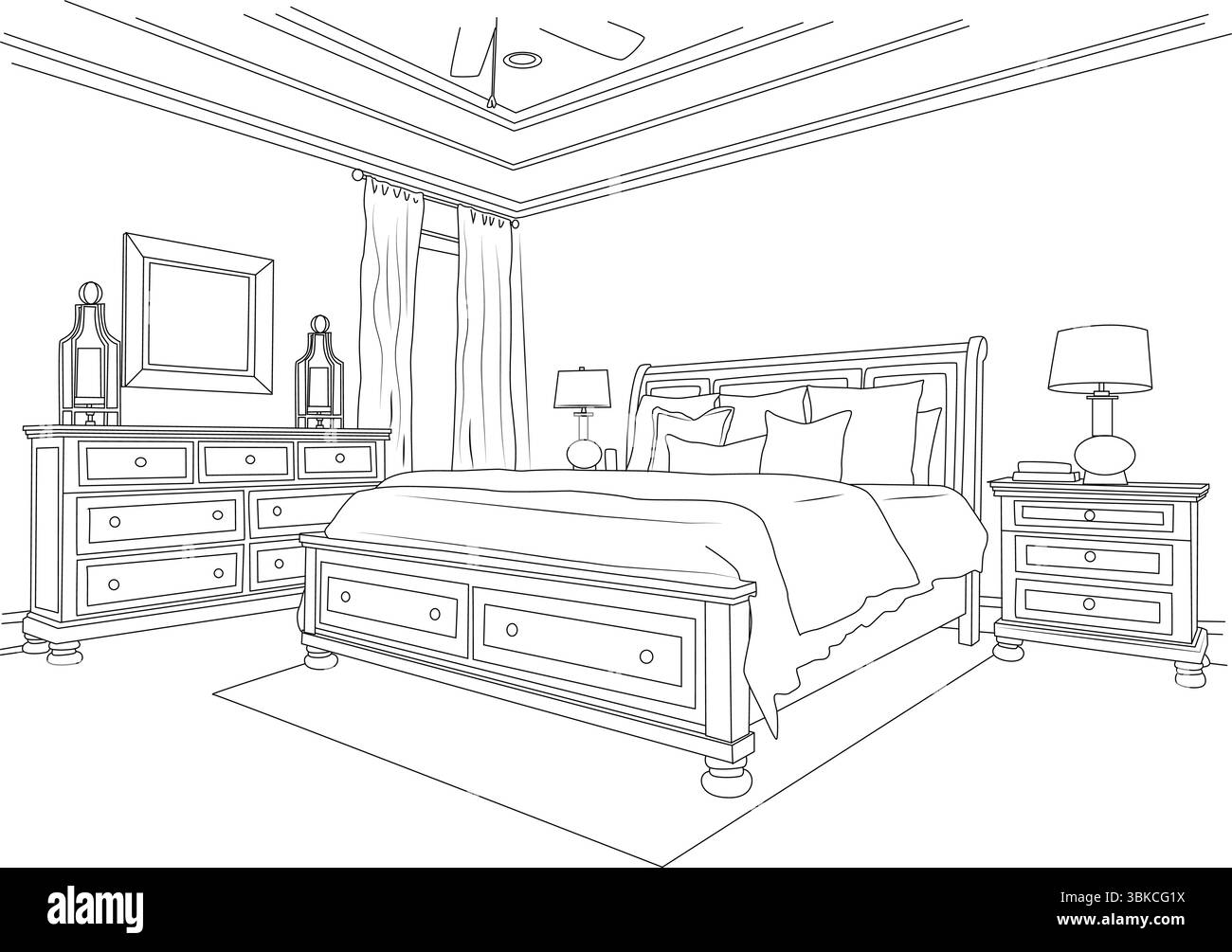 Detail of a bedroom Stock Vector Images - Alamy