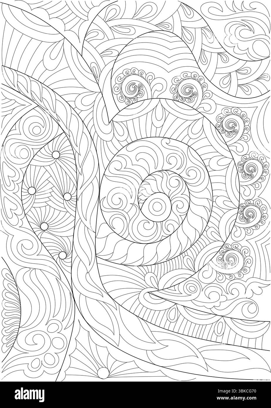 A detailed and complex abstract pattern featuring flowing lines, curves ...