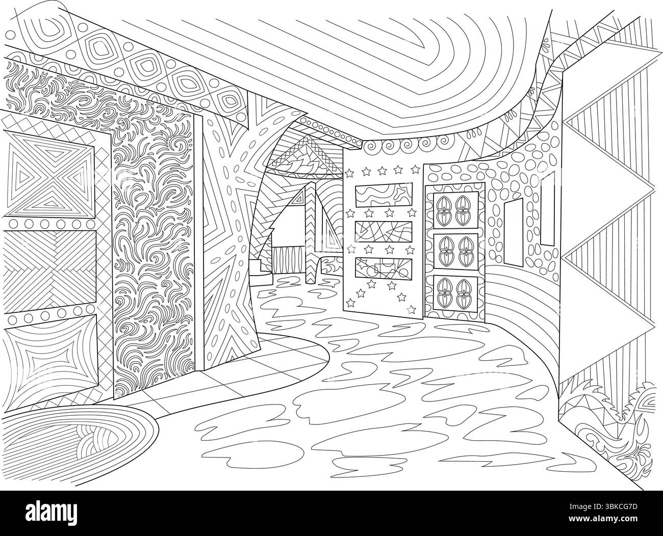 Stylized interior perspective of Black and White Stock Photos & Images ...