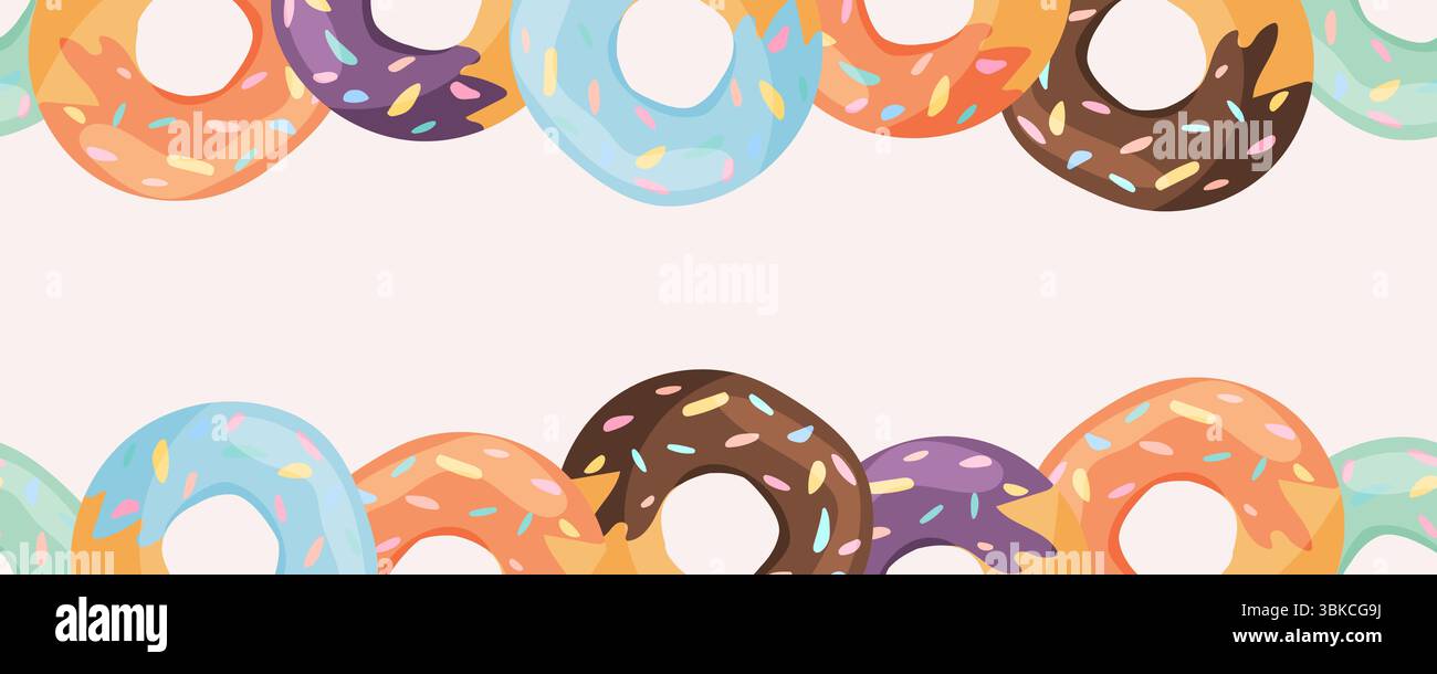 Horizontal seamless donut border with top and bottom layout Stock ...