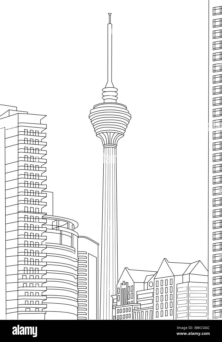 Menara tower in kuala lumpur Black and White Stock Photos & Images - Alamy