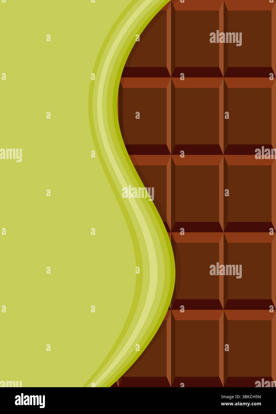 Dubai chocolate bar, label, wrapper, pistachio vertical background with ...