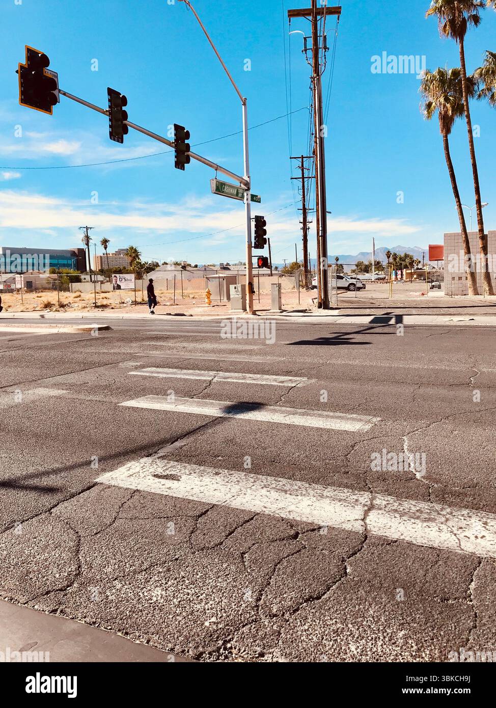 Vintage Crosswalk and Urban Decay, Old Vegas, Las Vegas, Nevada Stock ...