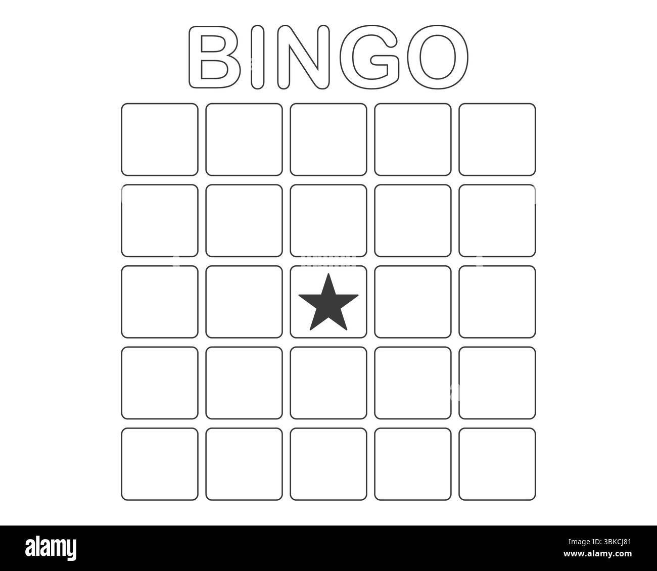 Bingo card template blank with star, luck lotto board game. Bingo ...