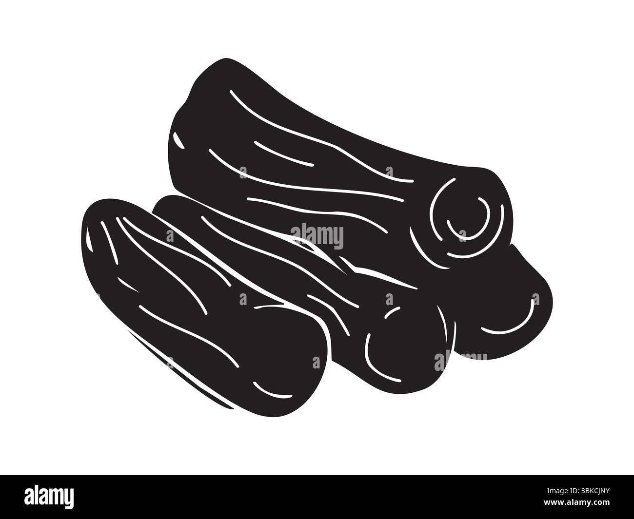 Black silhouette of firewood logs in stack, isolated on white ...