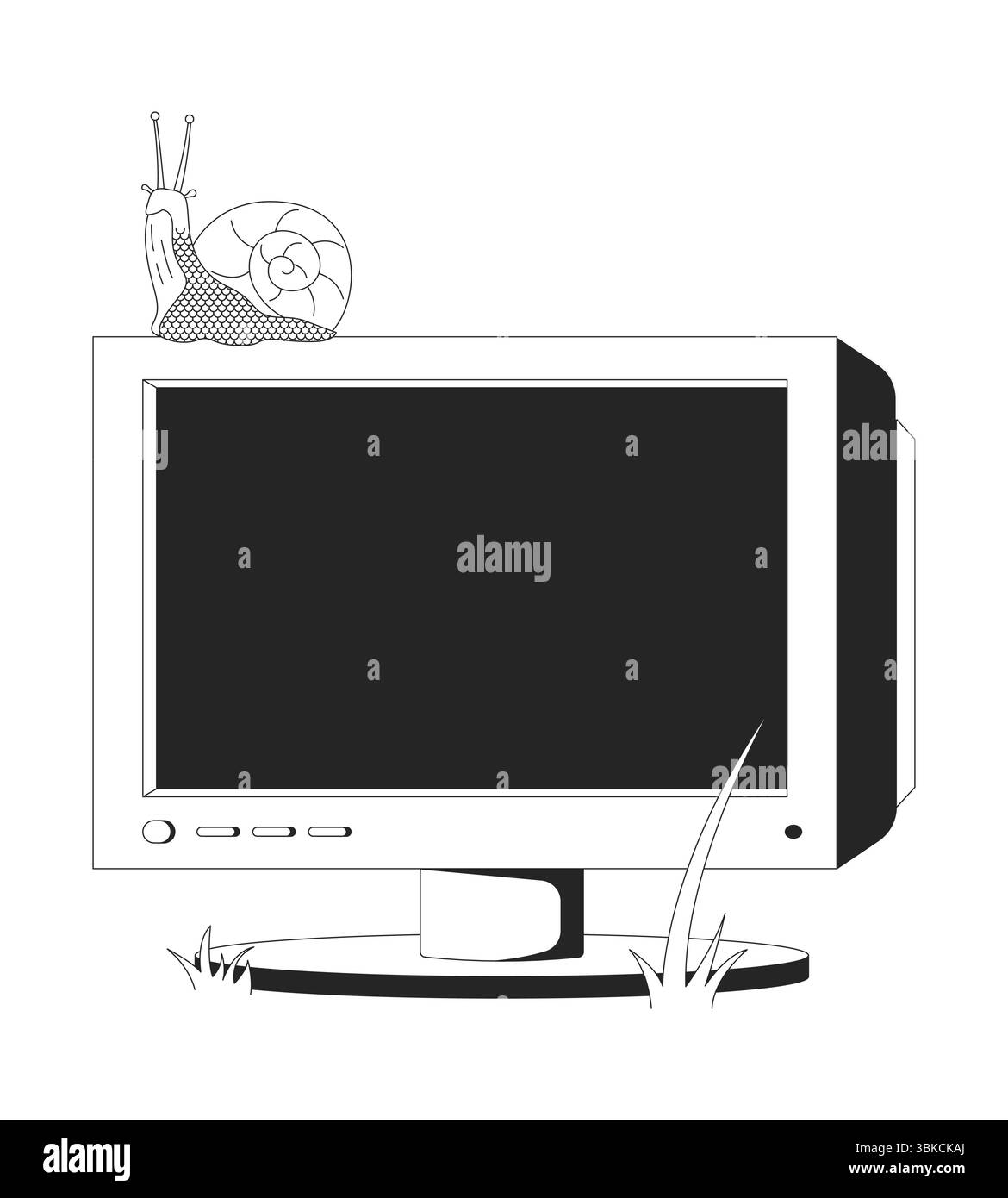 Snail perched atop CRT monitor 2D line object Stock Vector Image & Art ...