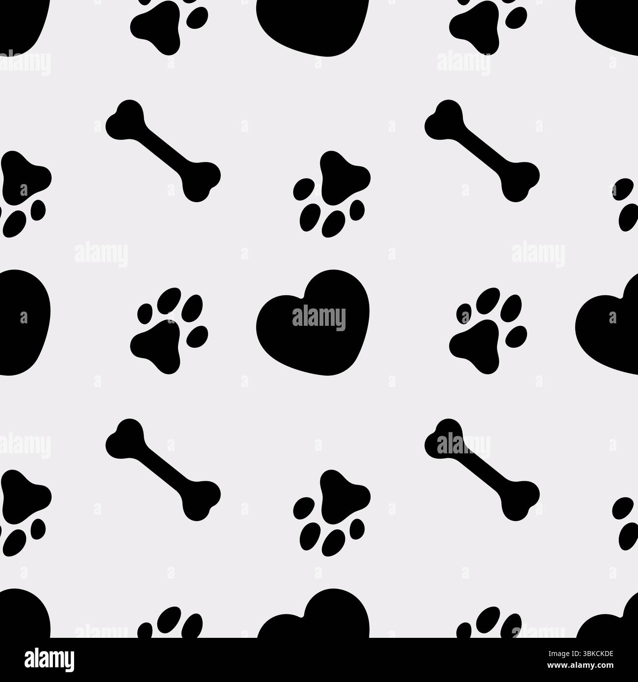 Dog Paw Seamless pattern. Dog footprint repeating pattern. Black and ...