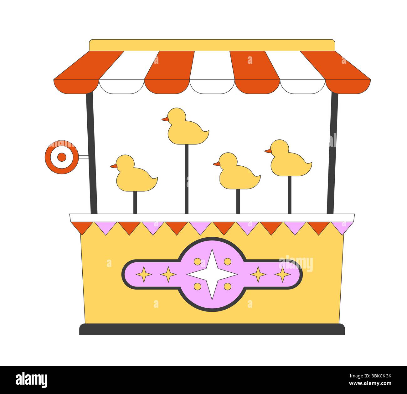 Duck shooting carnival game booth 2D cartoon object Stock Vector Image ...