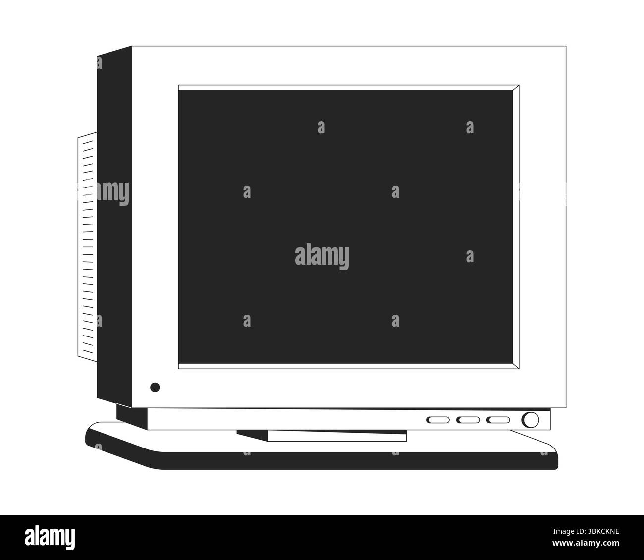 Angled CRT monitor bulky 90s screen 2D line object Stock Vector Image ...