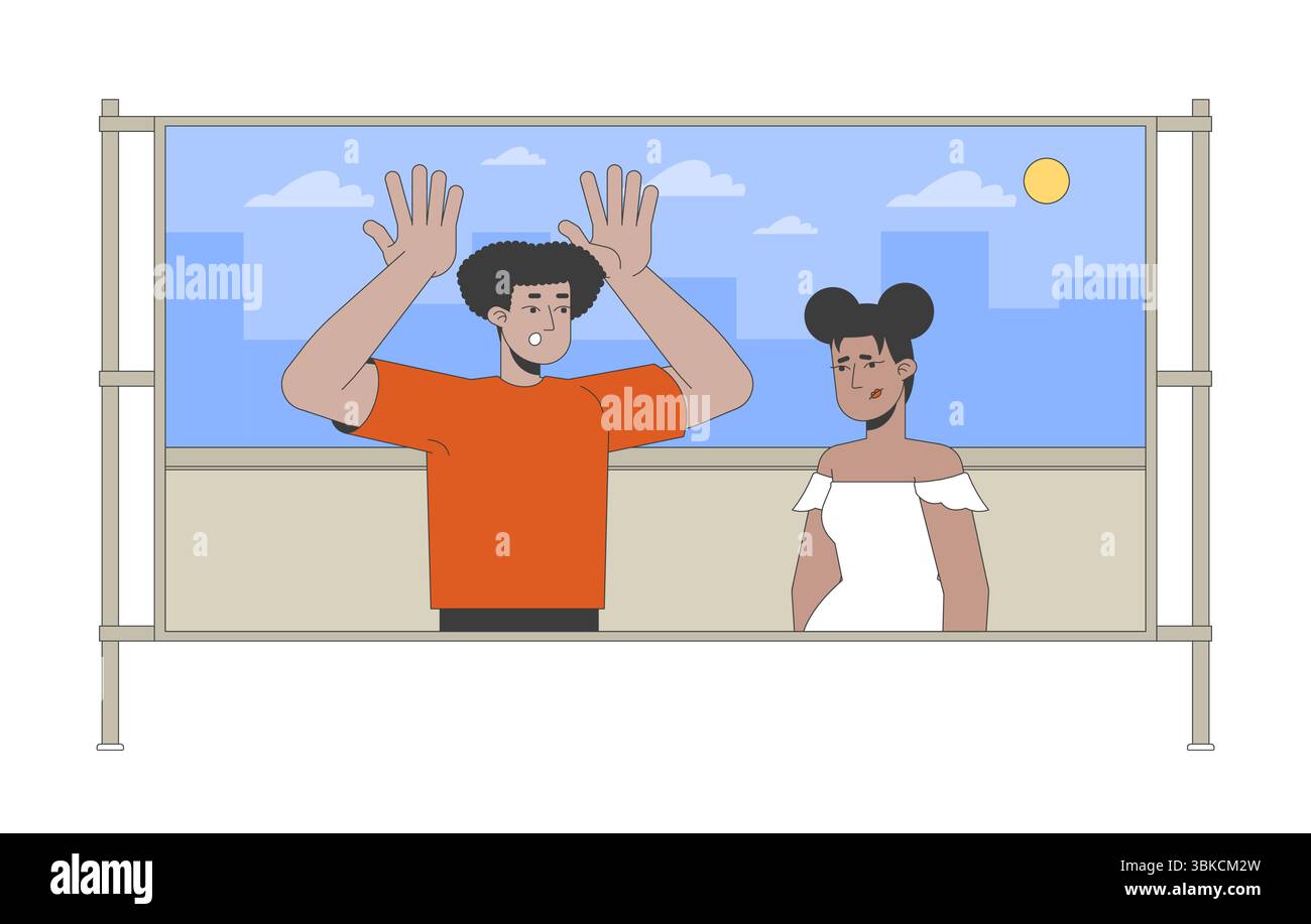 Projection screen with movie actors cinema 2D cartoon characters Stock ...