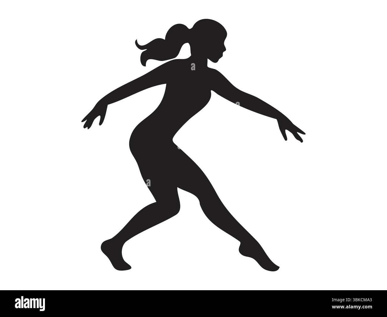 Silhouette of dancing woman in dynamic pose, isolated on white ...