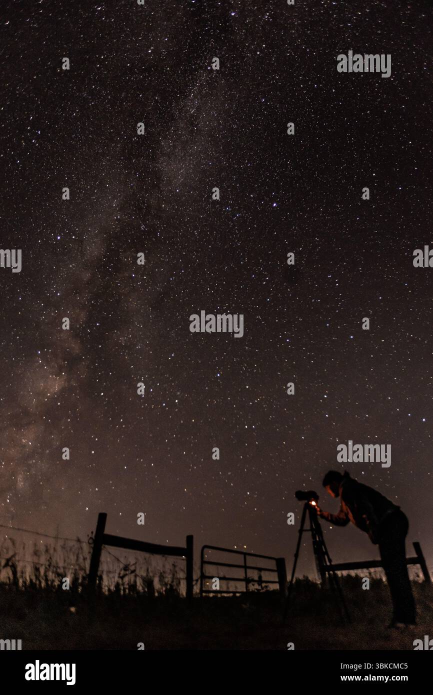 Person using telescope at night hi-res stock photography and images - Alamy