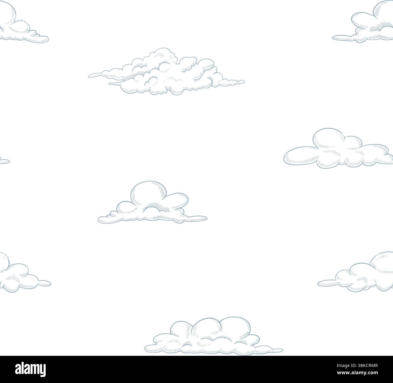 Seamless vector Pattern of fluffy hand drawn Clouds in outline style ...