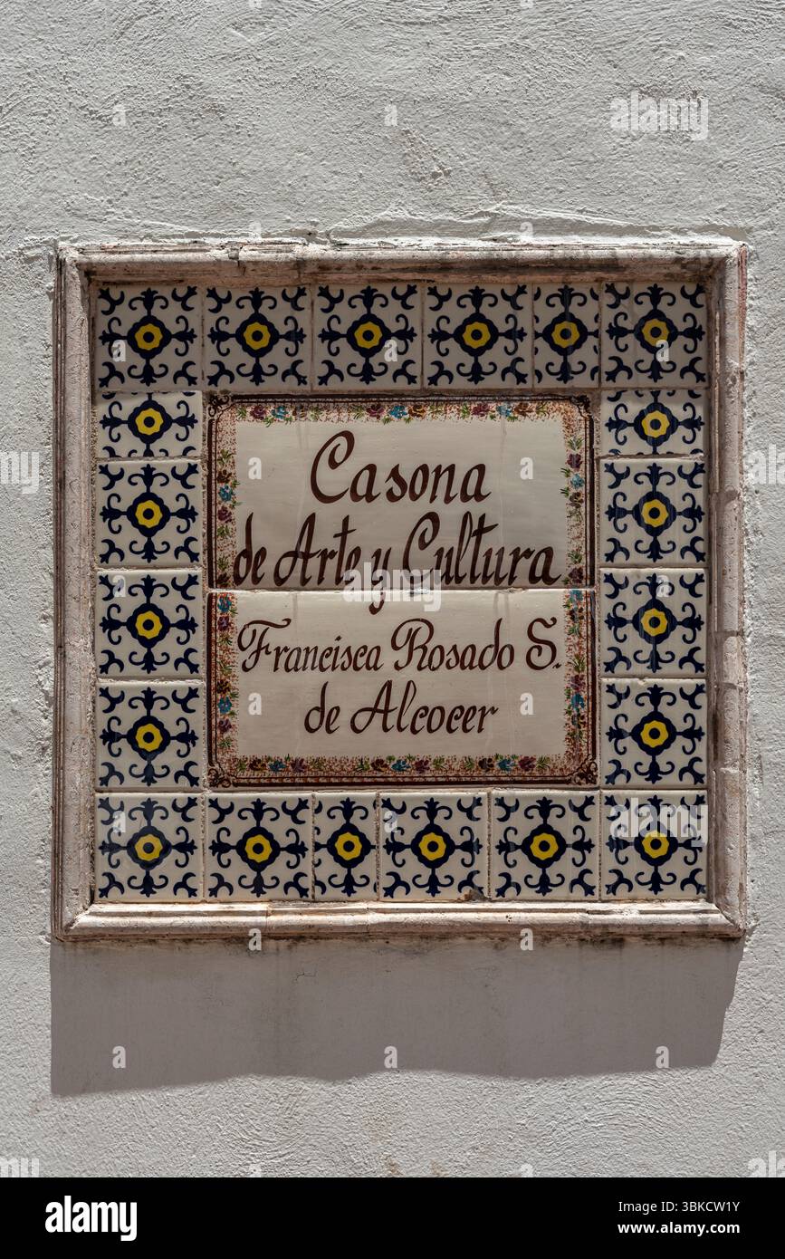 Decorative tile sign for Casona de Arte y Cultura with ornate border ...