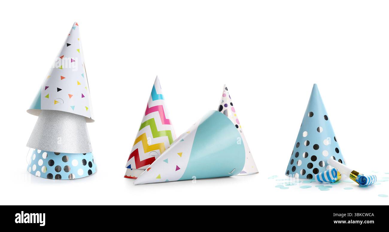Set birthday party hats Cut Out Stock Images & Pictures - Alamy