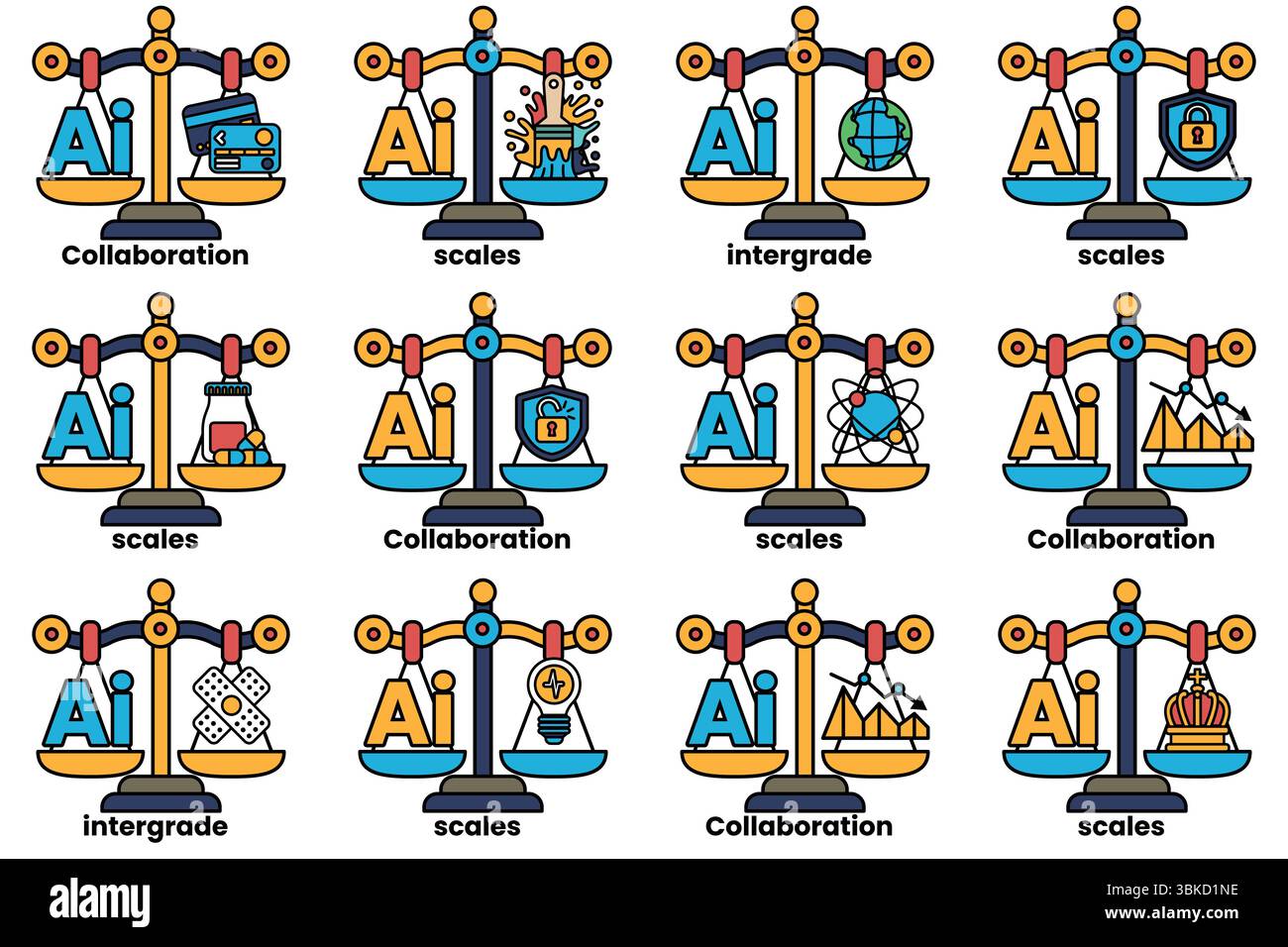 The image is a set of scales with the word AI on them. The scales are ...
