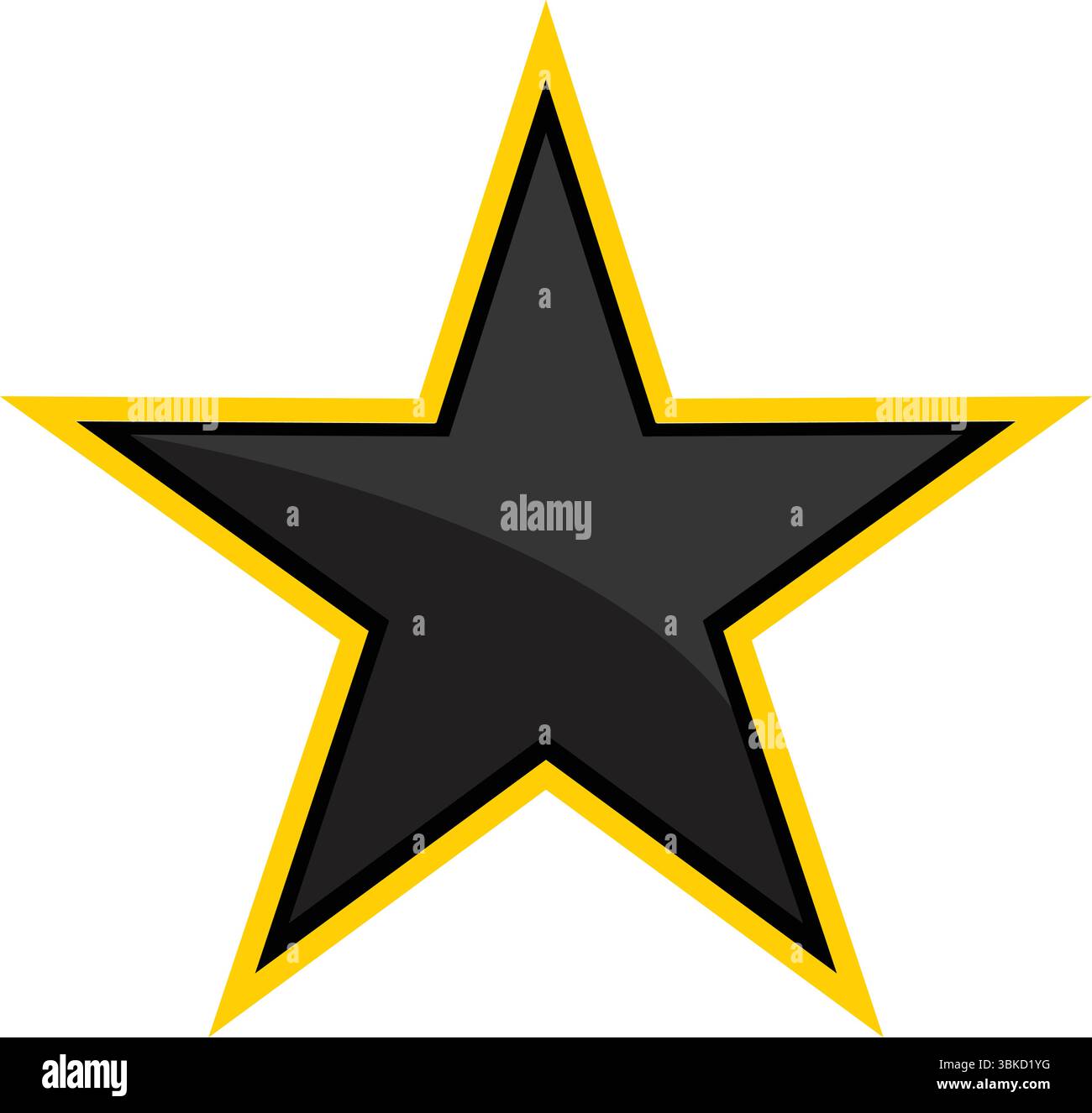 Black star icon with glossy shading and bold yellow outline, ideal for ...