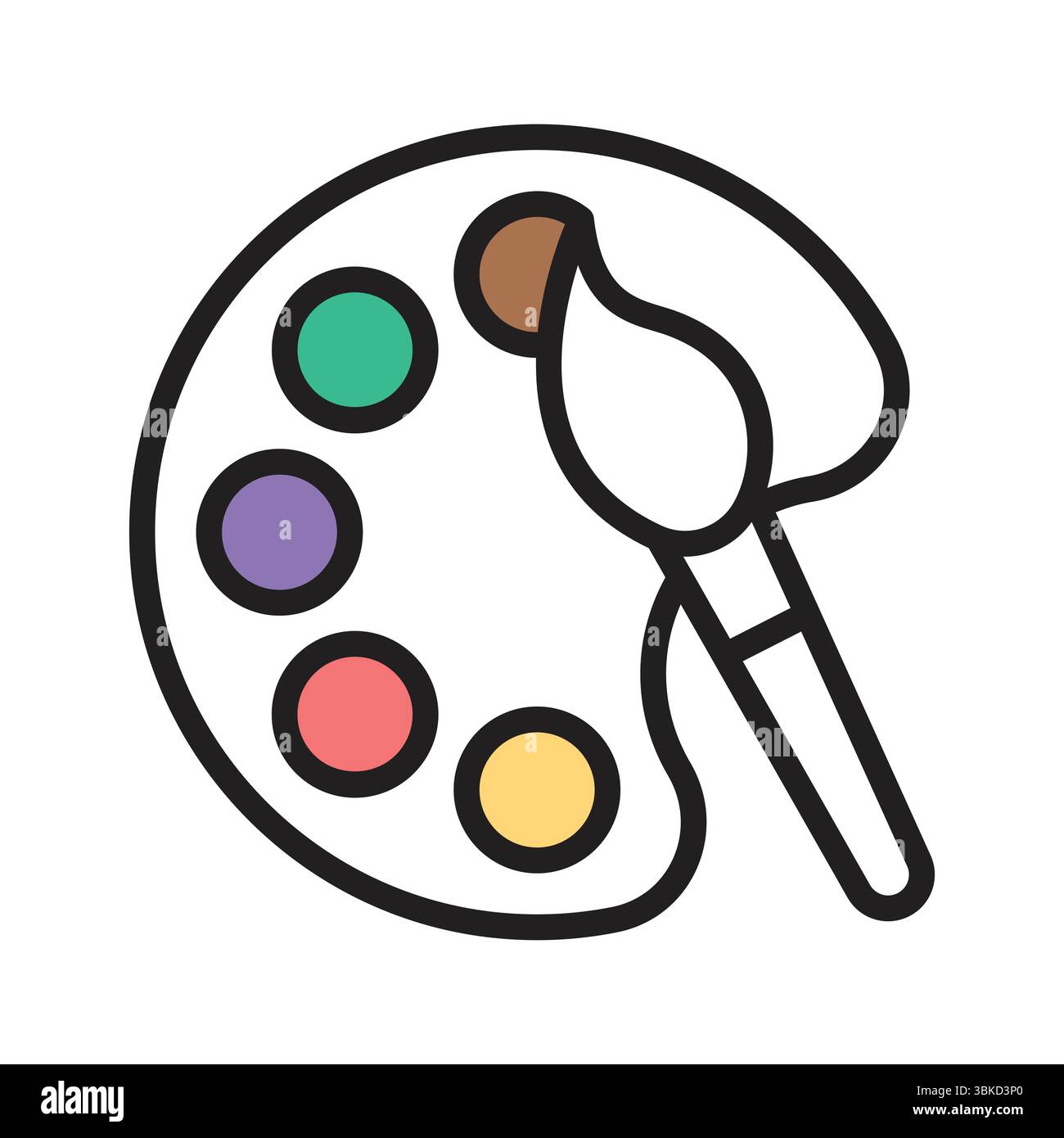 Paint brush with color palette, icon of color palette, painting tools ...
