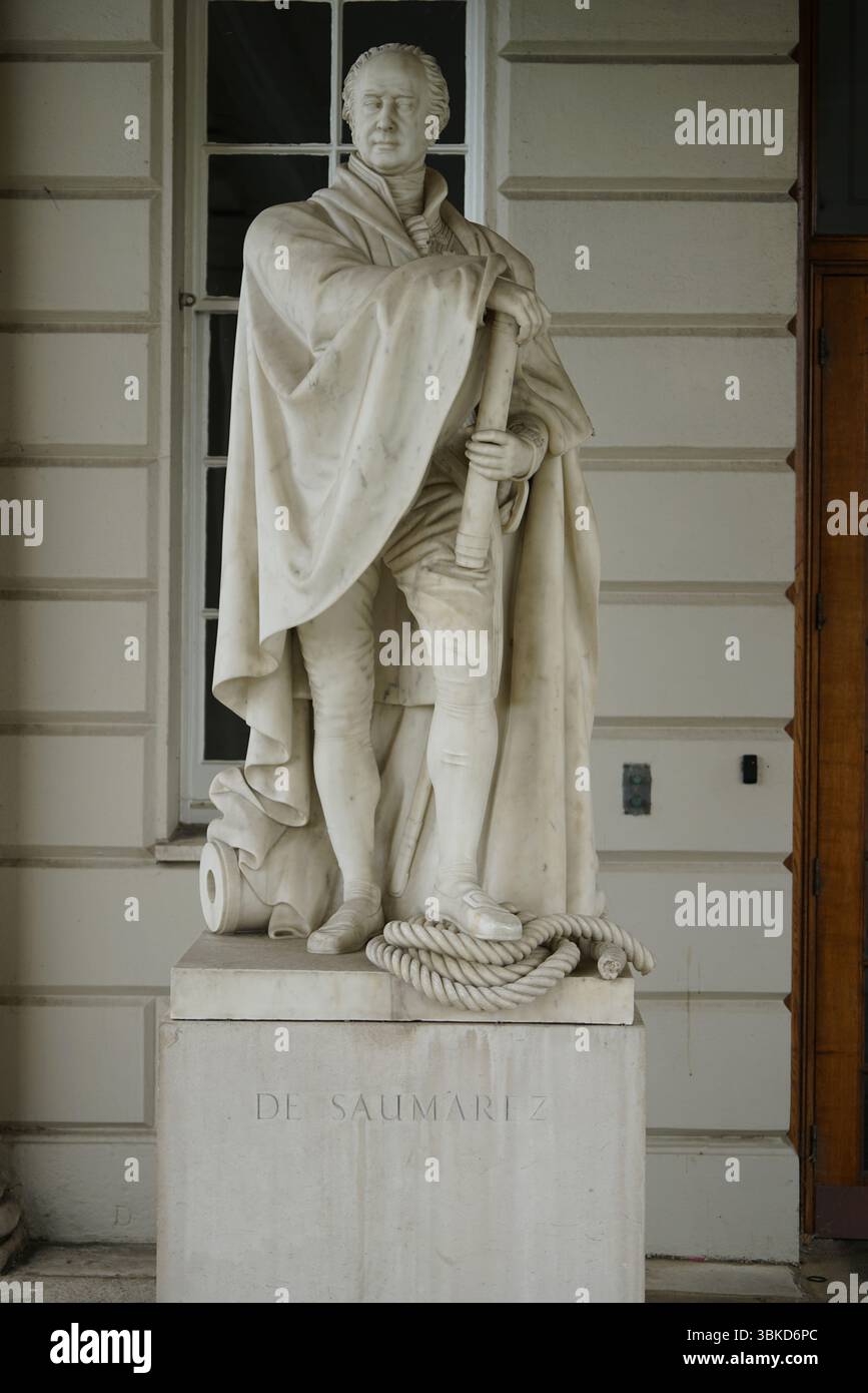Marble Statue of Historical Figure in Formal Attire with Rope Detail ...