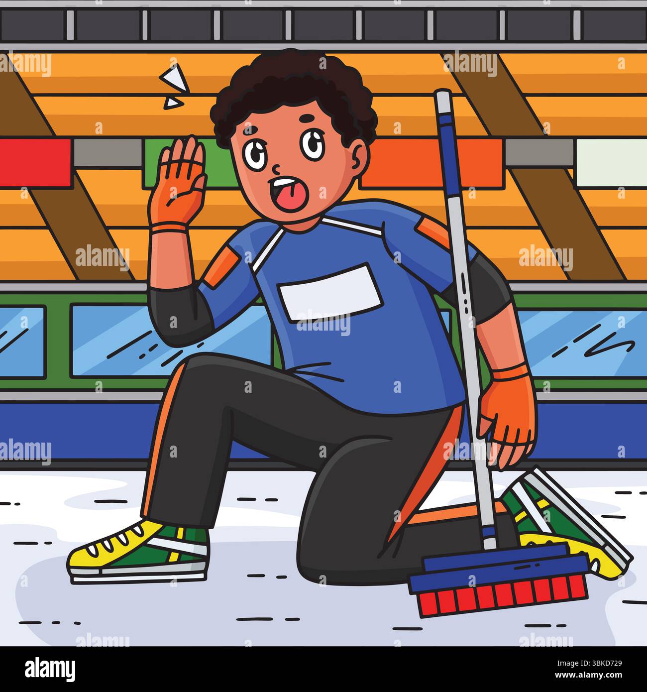 Curling Male Skip Shouting Colored Cartoon Stock Vector Image & Art - Alamy