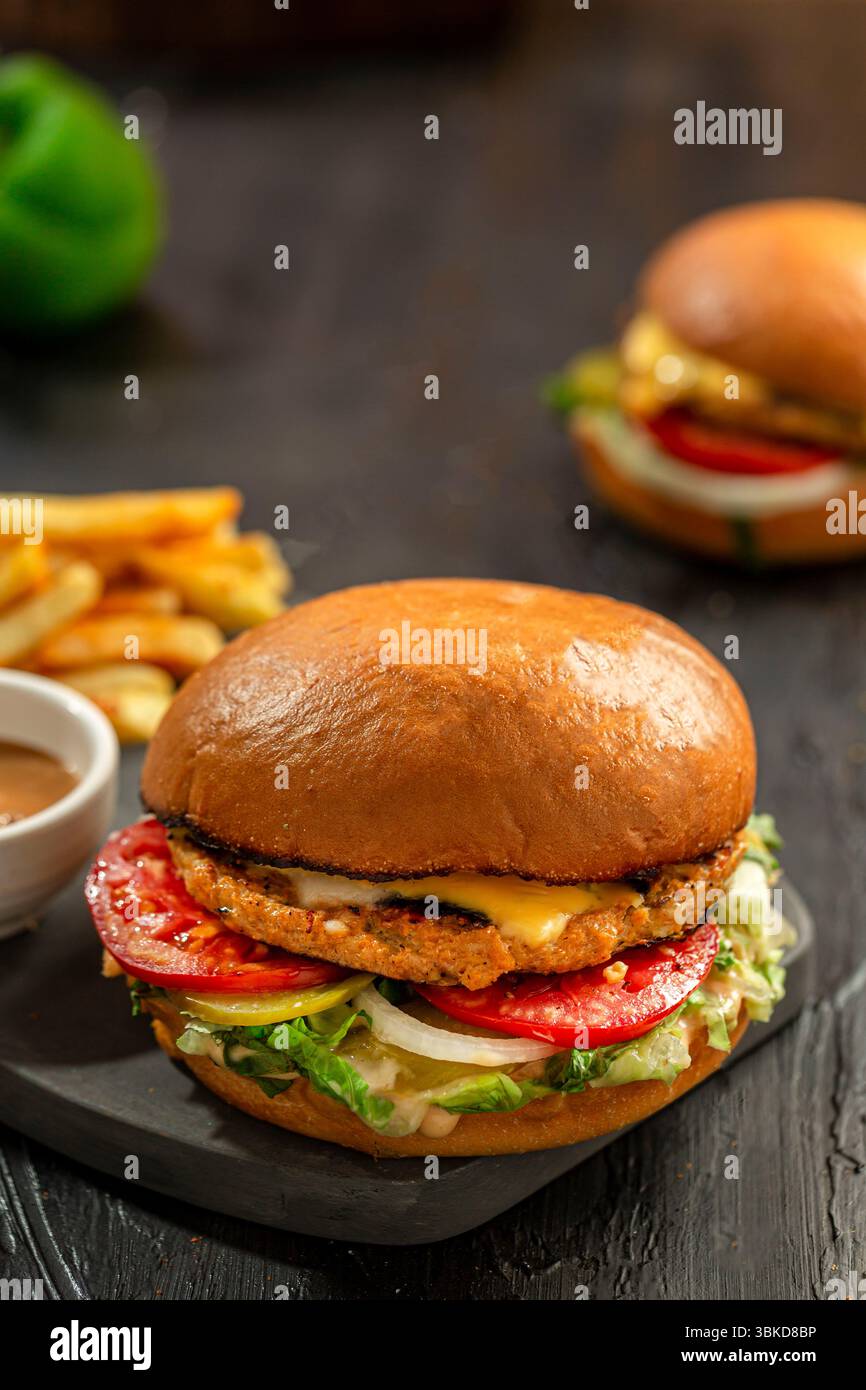 Classic burger crispy fries hi-res stock photography and images - Alamy