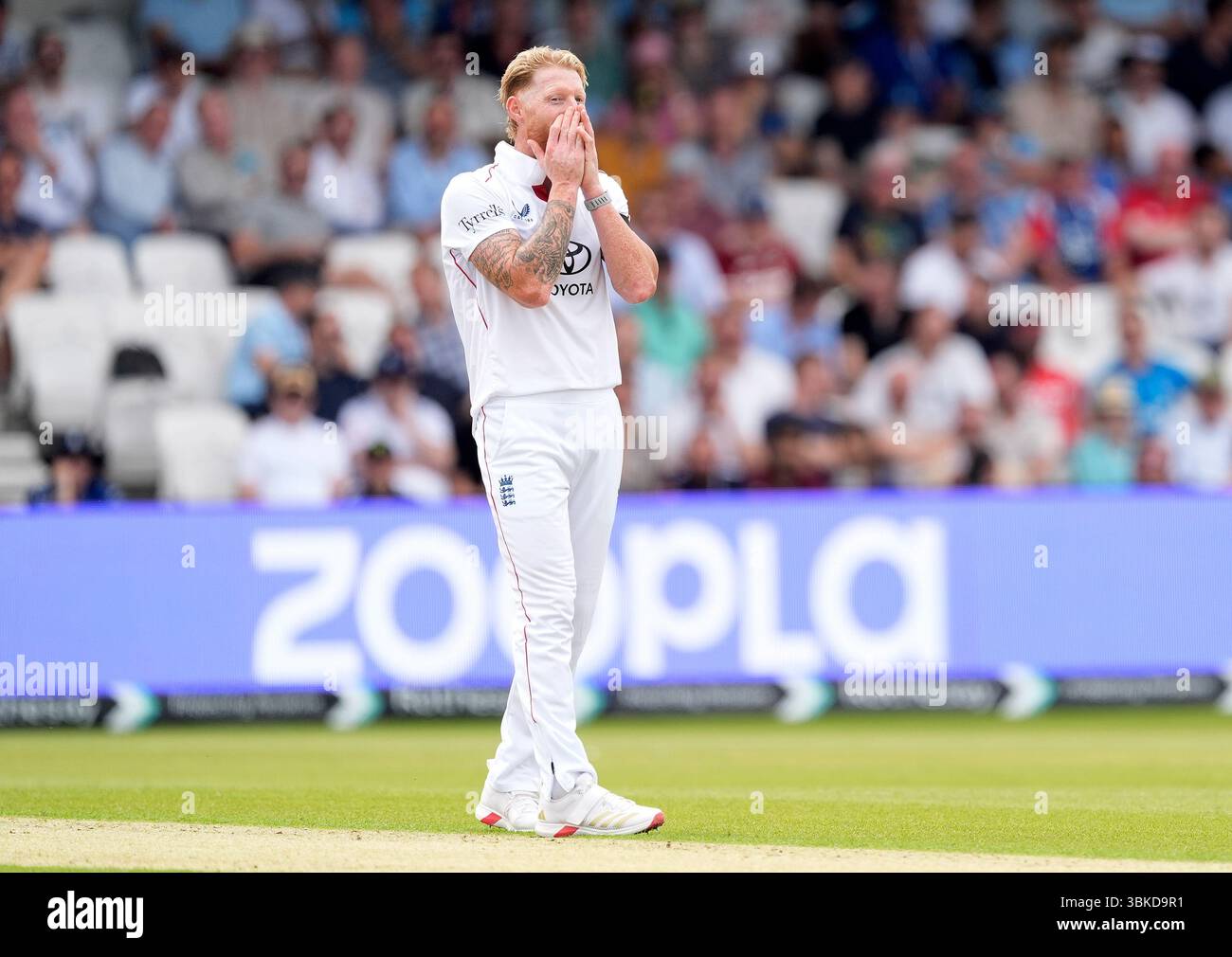 England's Ben Stokes reacts on day one of the first Rothesay Men's Test ...