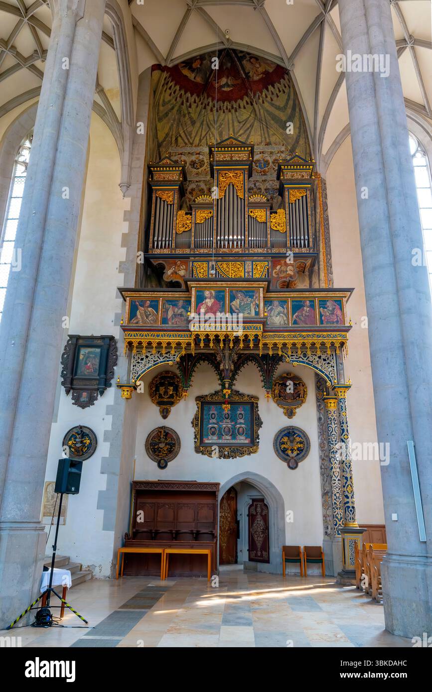 The side organ of St. George Church (1427-1505) in Nördlingen, Bavaria ...