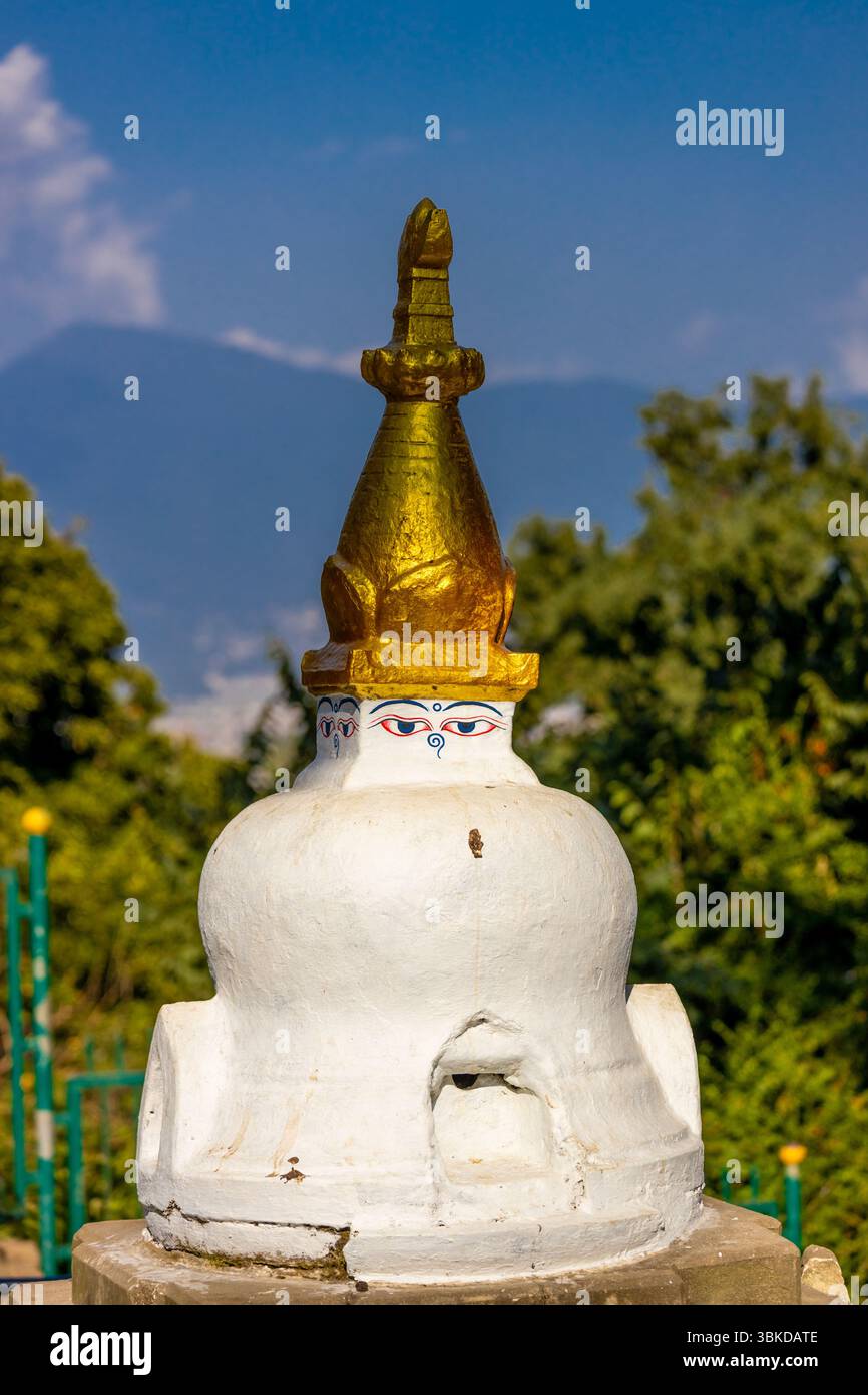 Kathmandu Buddhist stupa Swoyambhu Mahachait. Large spherical stupa in ...